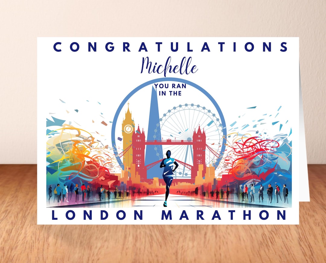 Personalised London Marathon Card Good Luck London Marathon 5" X 7 ...