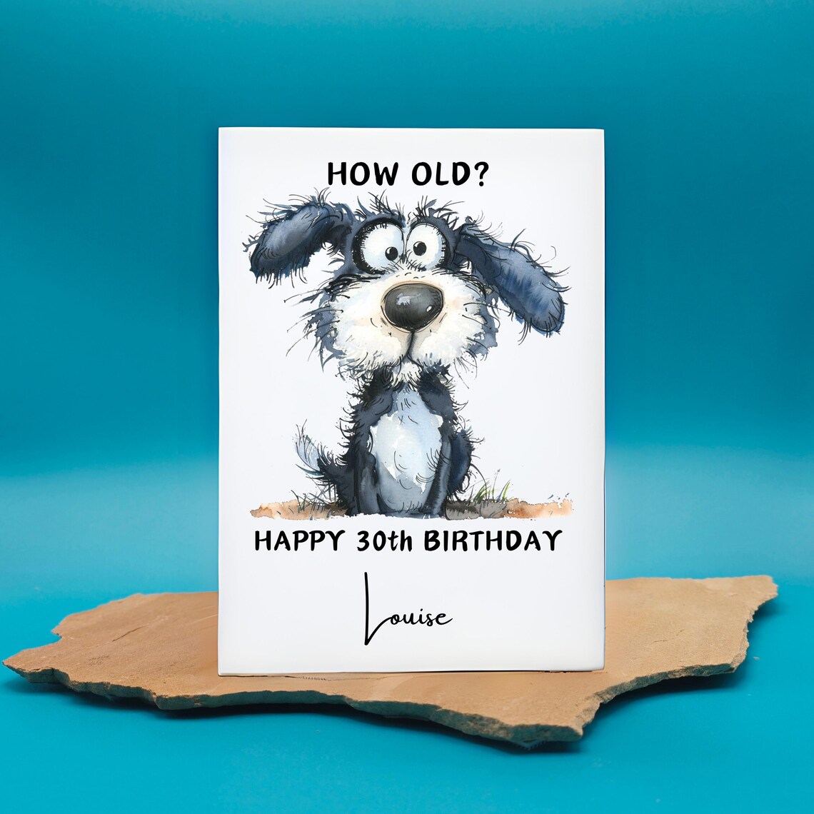 Personalised Any Age Funny Dog Birthday Card, Dog Card, 30th Birthday ...