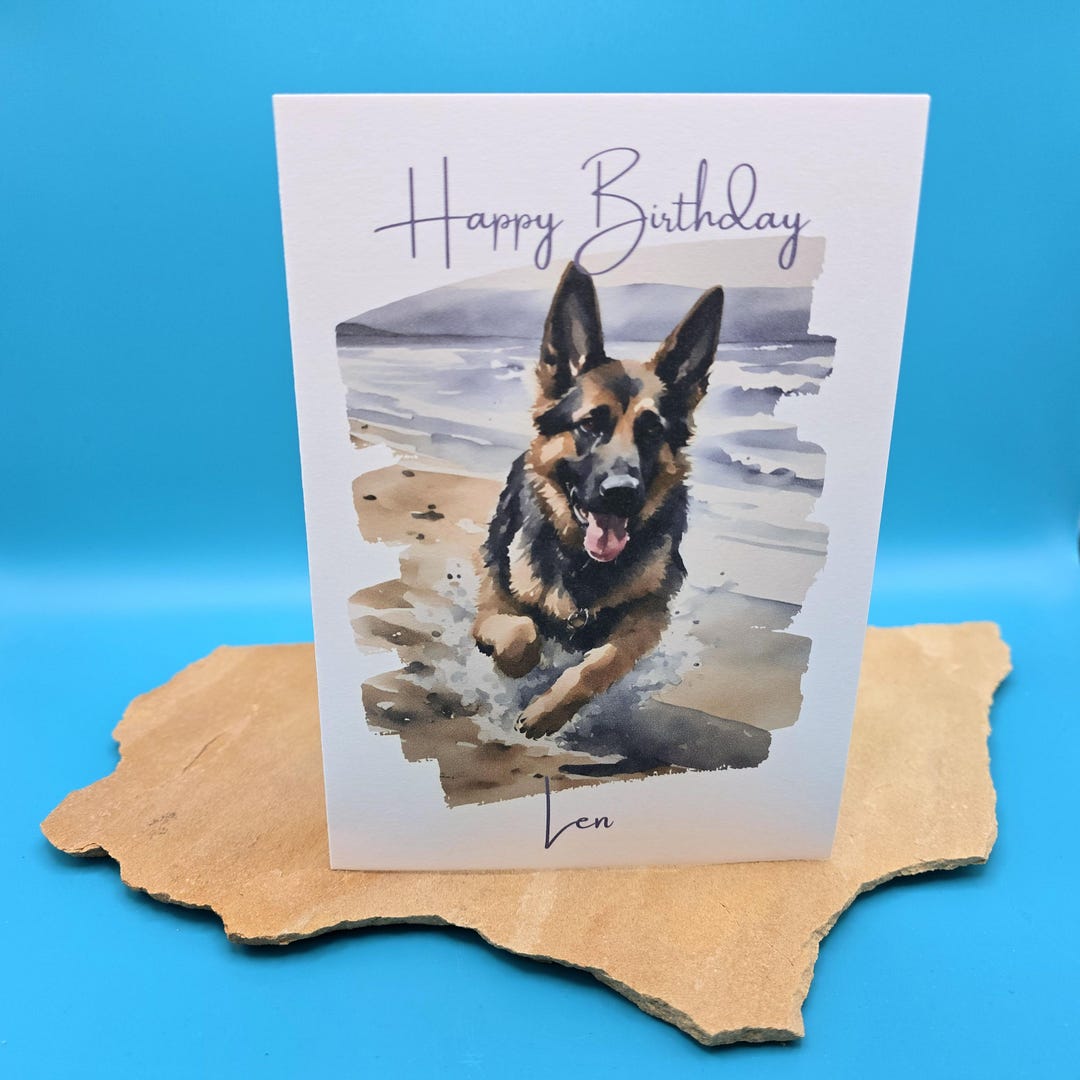 German Shepherd Card, German Shepherd Birthday Card, Personalised ...