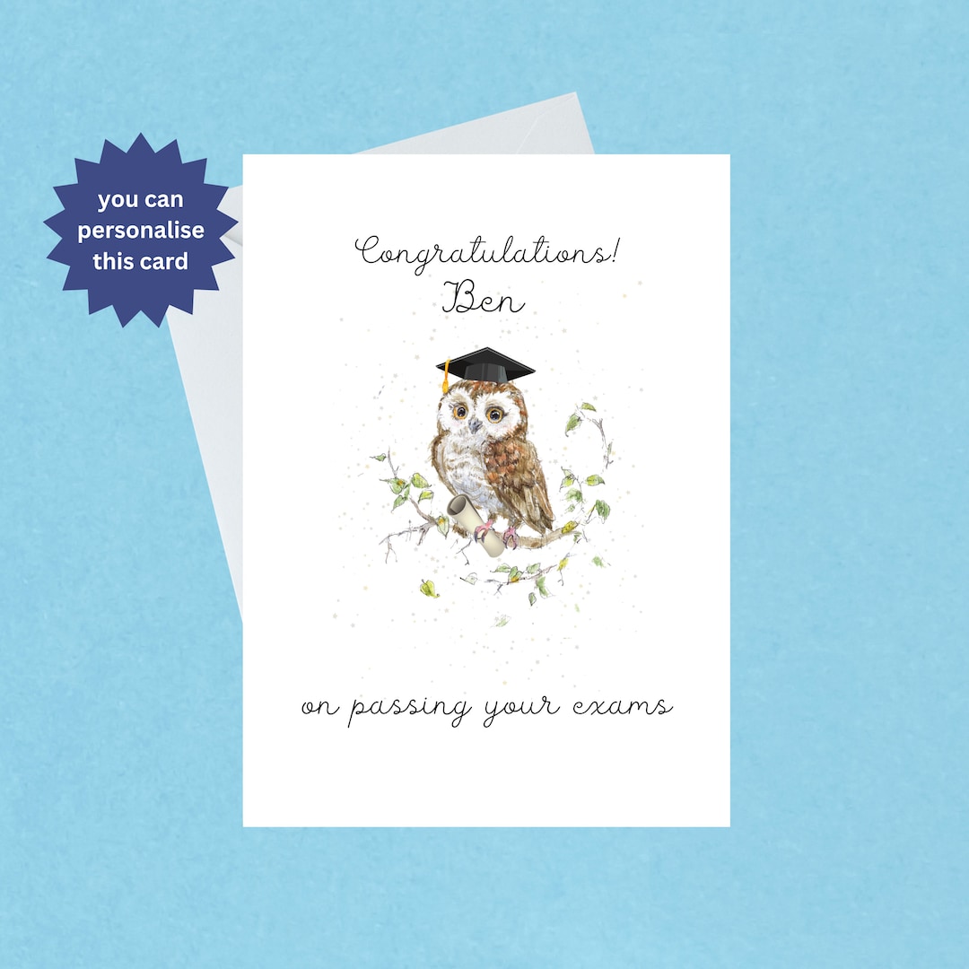 Exam Congratulations Card Graduation Card Exam Card Mock Exam Card GCSE ...