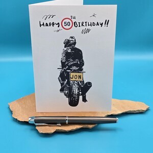 Motorcycle Birthday Card | Personalised Name & Age | 30th | 40th | 50th ...