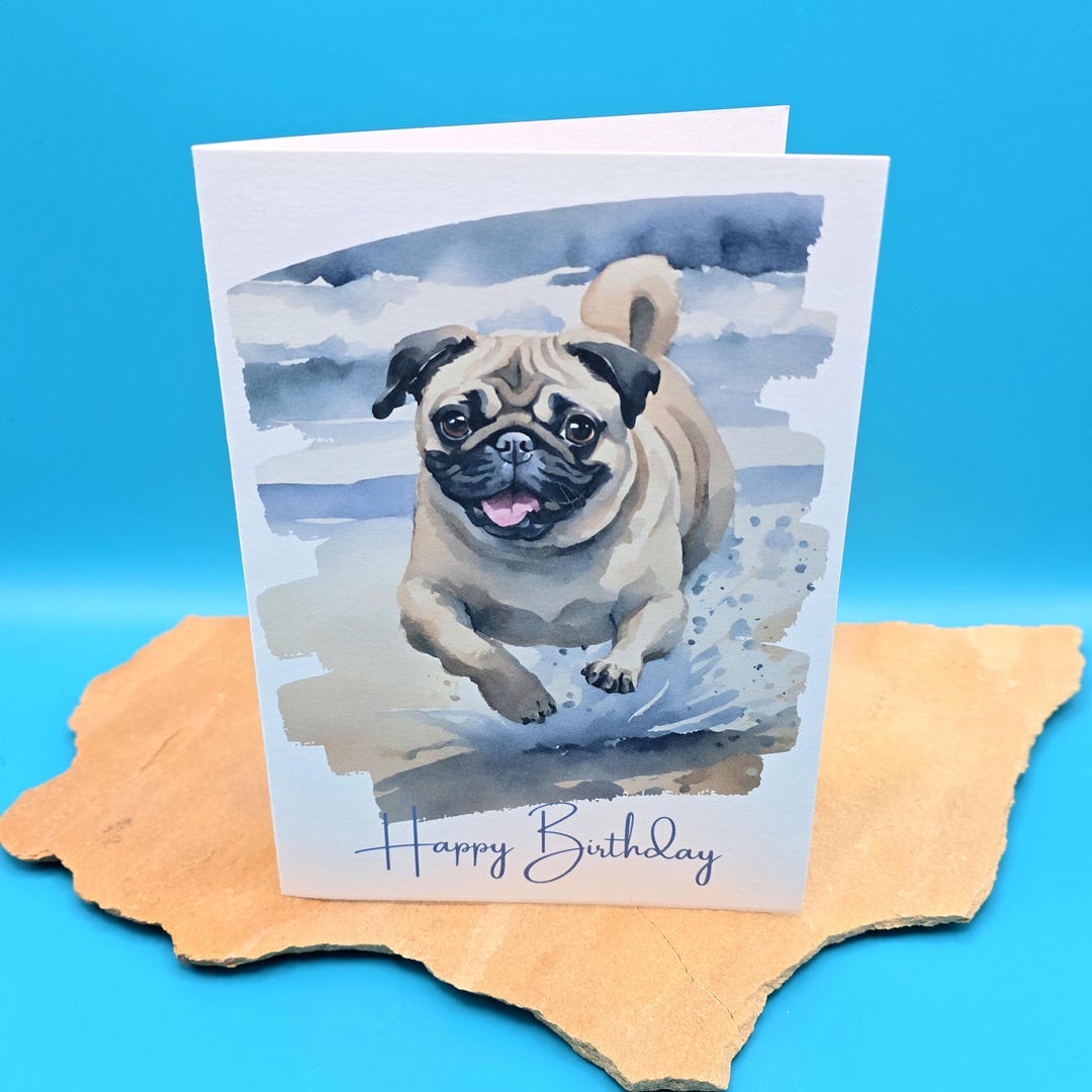 Pug Customisable Card Personalised Birthday, Fathers Day, Mothers Day ...