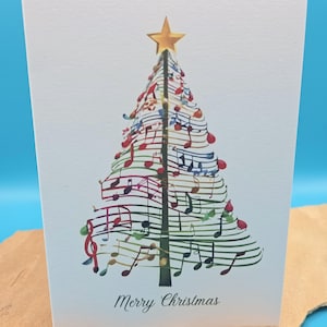Musical Note Tree Christmas Card; Personalised Music-themed Christmas ...