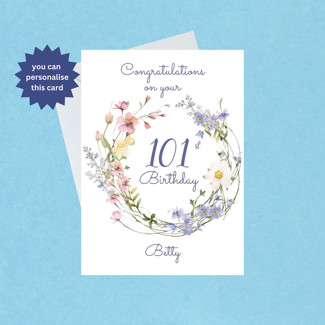 101st Birthday Card Customized 101 Card Customised Centenary Birthday ...