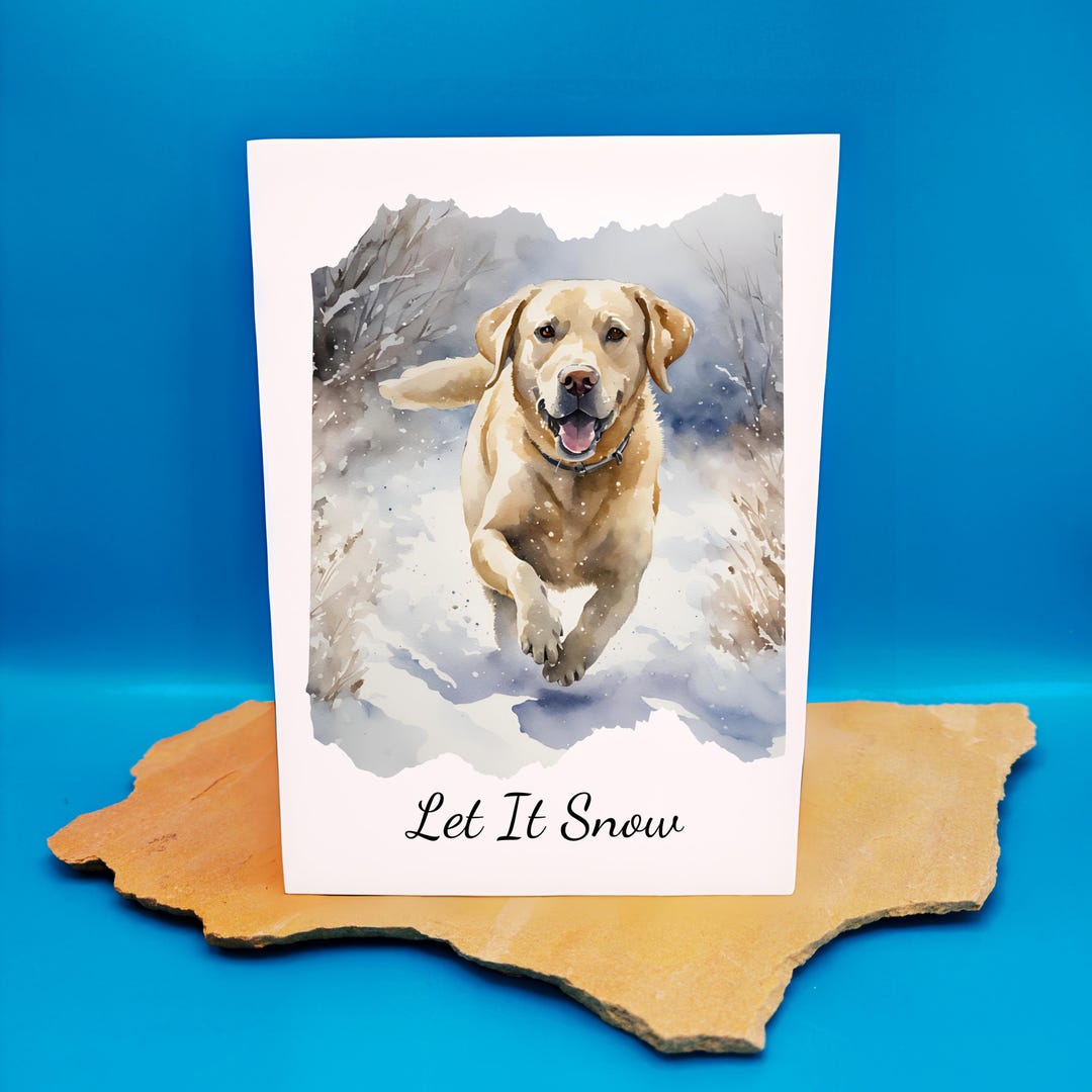 Golden Labrador Christmas Card / Golden Labrador Card / Cute Golden ...