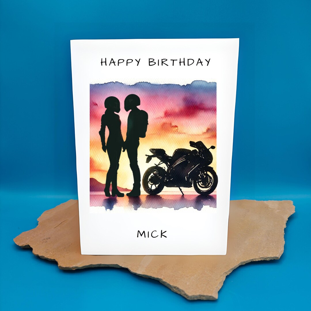 Personalised Motorcycle Birthday Card | Customized Biker Birthday Card ...