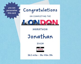Personalised London Marathon Card, Marathon Success Card ...