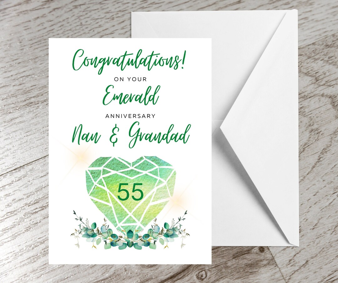 Emerald Anniversary Card for Nan and Grandad Congratulations - Etsy