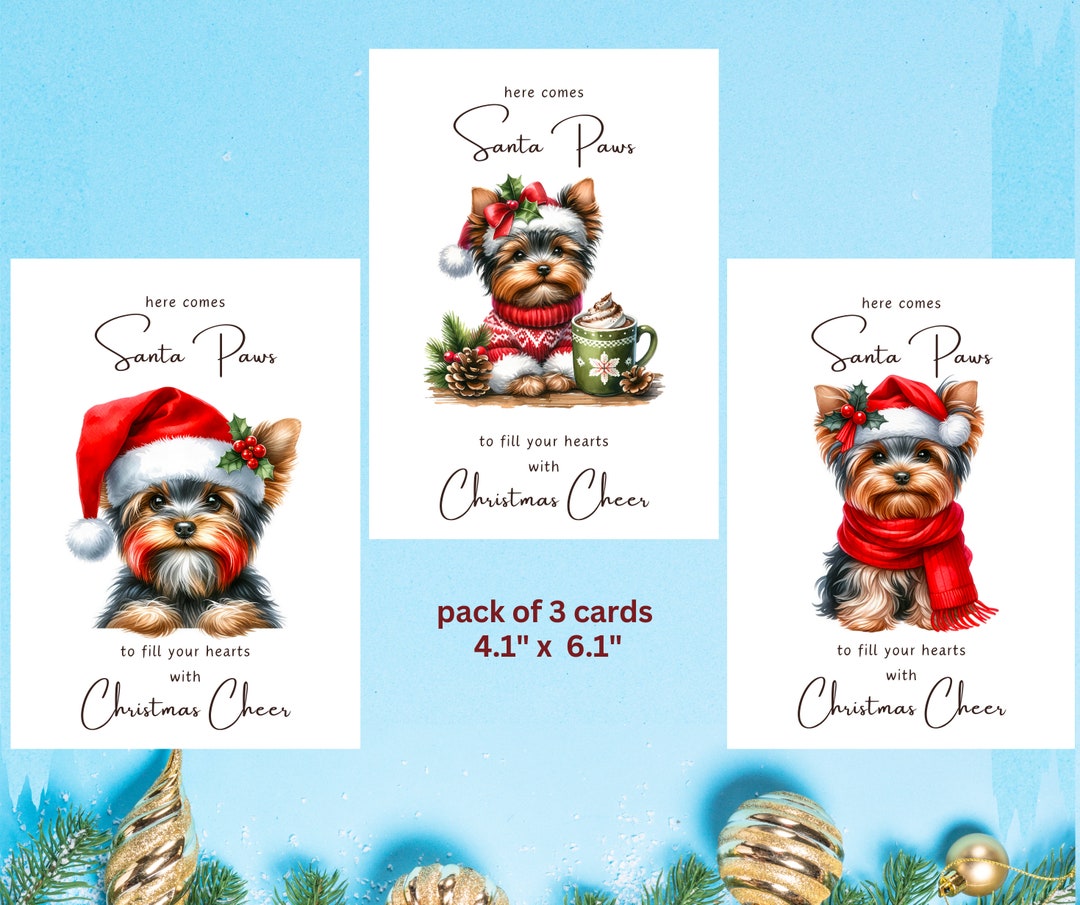 Yorkshire Terrier Christmas Cards Pack of 3 Yorkshire Terrier Christmas ...