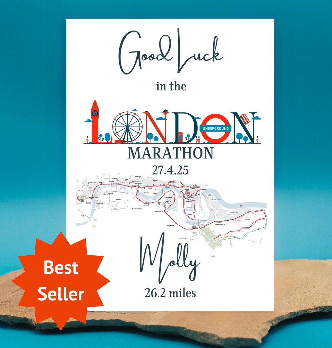 Quality London Marathon Card Good Luck London Marathon 5" X 7" Custom ...