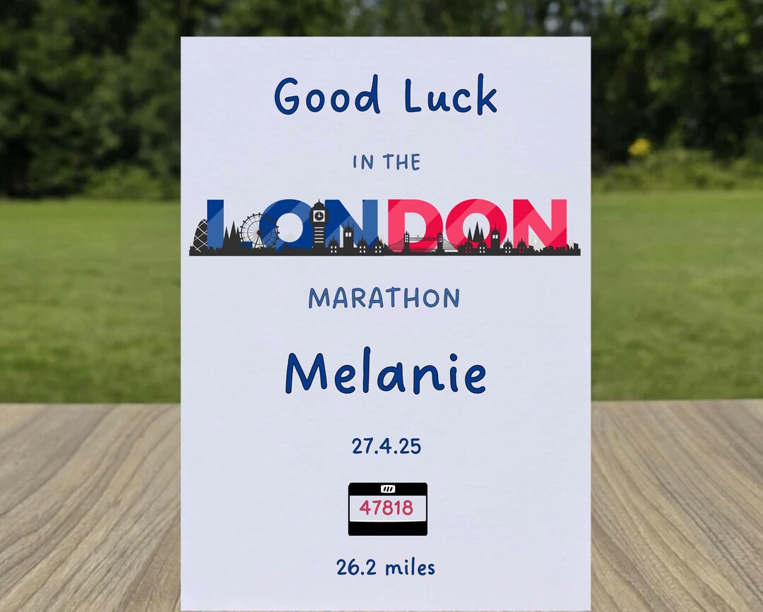 Original London Marathon Good Luck Card Customized London Marathon ...