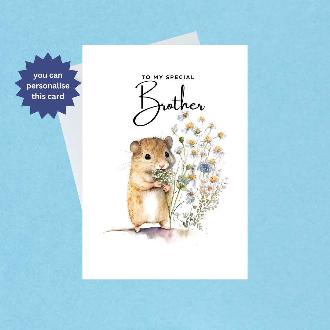 To My Special Brother Cute Mouse Card / Greetings Card for Him / Cute ...