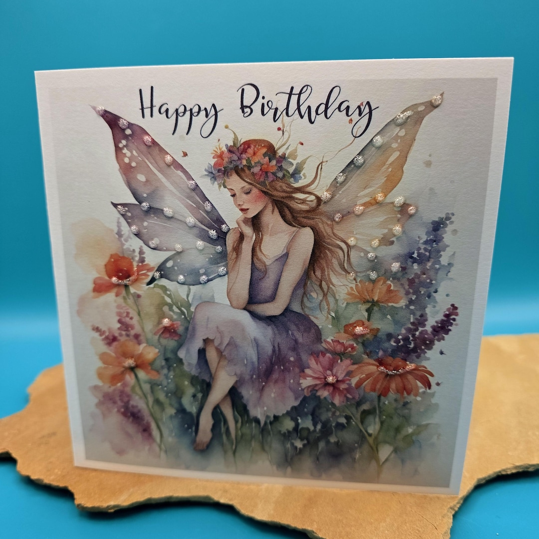 Fairy Card, Fairy Birthday Card, Rainbow Fairy Card, Watercolour Fairy ...