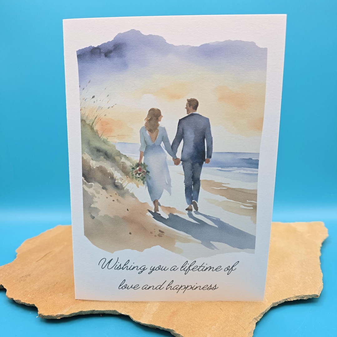 Watercolour Wedding Card - Personalised Newly Weds Card - Wishing You a ...