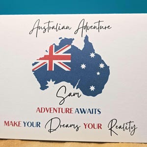 Australia Adventure Card Travel to Australia Card Personalised Aussie ...