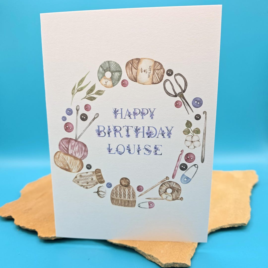 Crochet-knit Card Personalised Card for Lover of Knitting / Crocheting ...