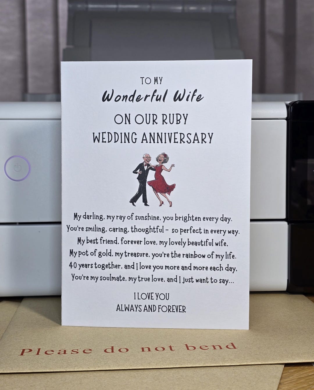 Wife Ruby Anniversary Card - 40th Wedding Anniversary Card for ...