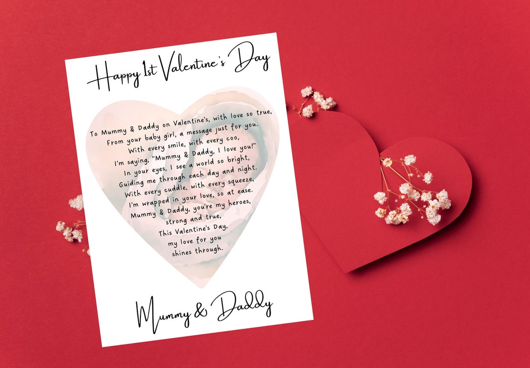 1st Valentine From Baby Girl to Mummy & Daddy / Valentines Day Card ...
