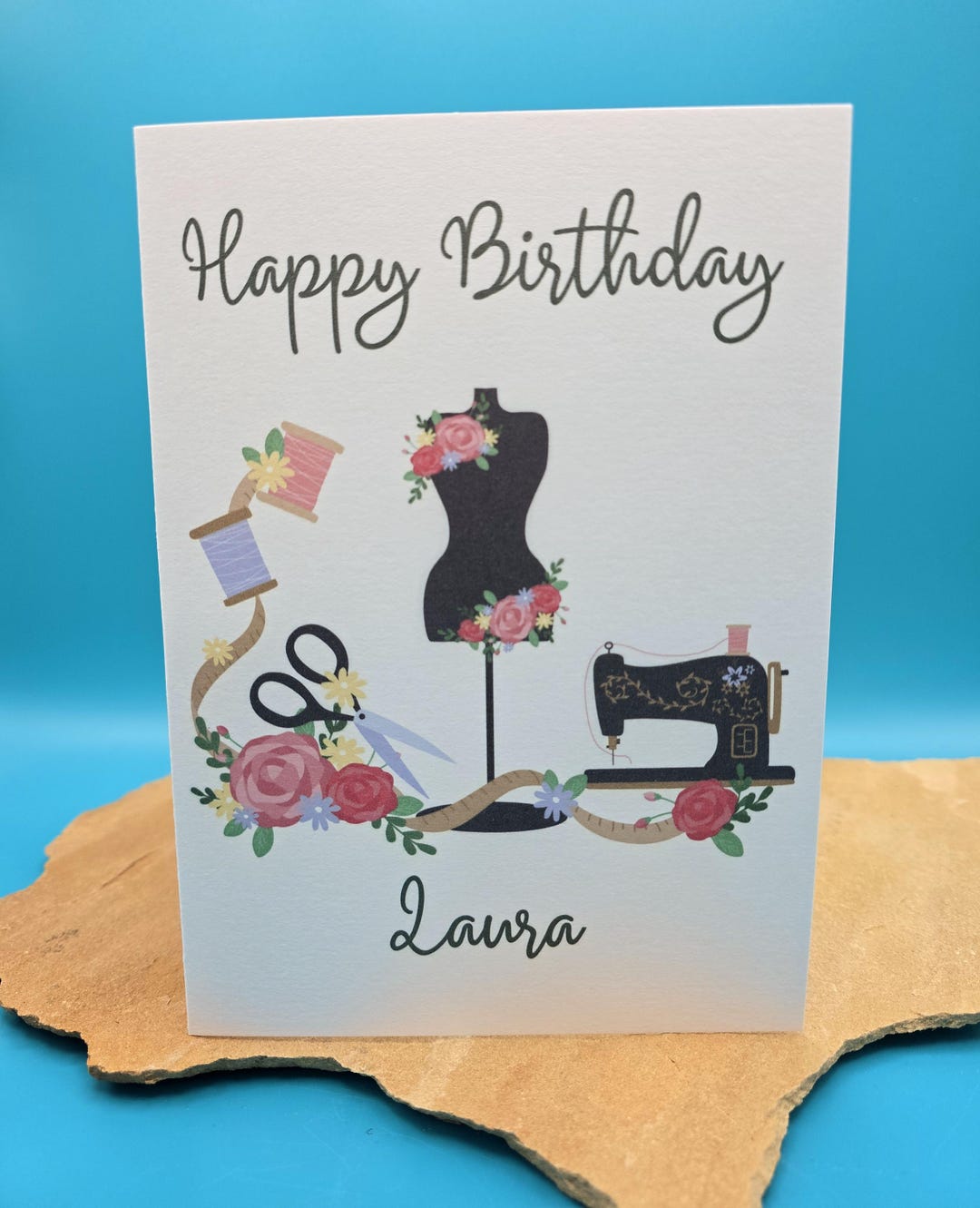 Sewing-machine Card - Personalised Card for Lover of Sewing Dressmaking ...