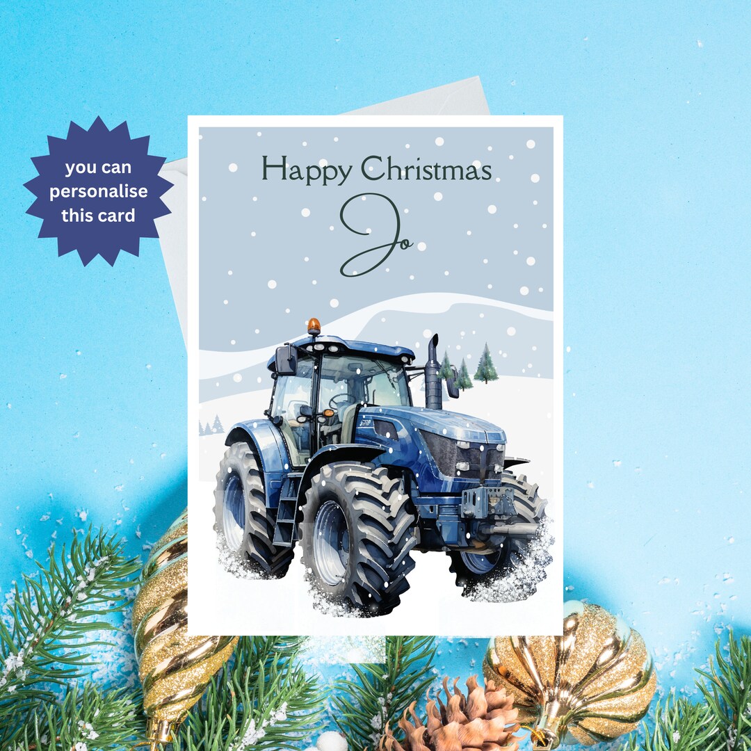 Snowy Tractor Christmas Card Personalised Card for A Tractor Lover at ...
