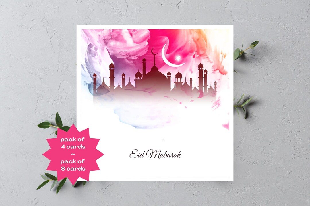 Eid Cards Pack of 4 or Pack of 8 Ramadan Multipack Islamic Gift Giving ...