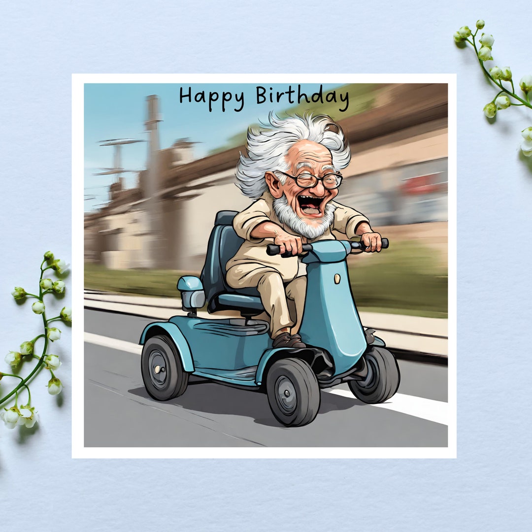 Witty Mobility Scooter Card Funny Mobility Scooter Birthday Card Fun ...
