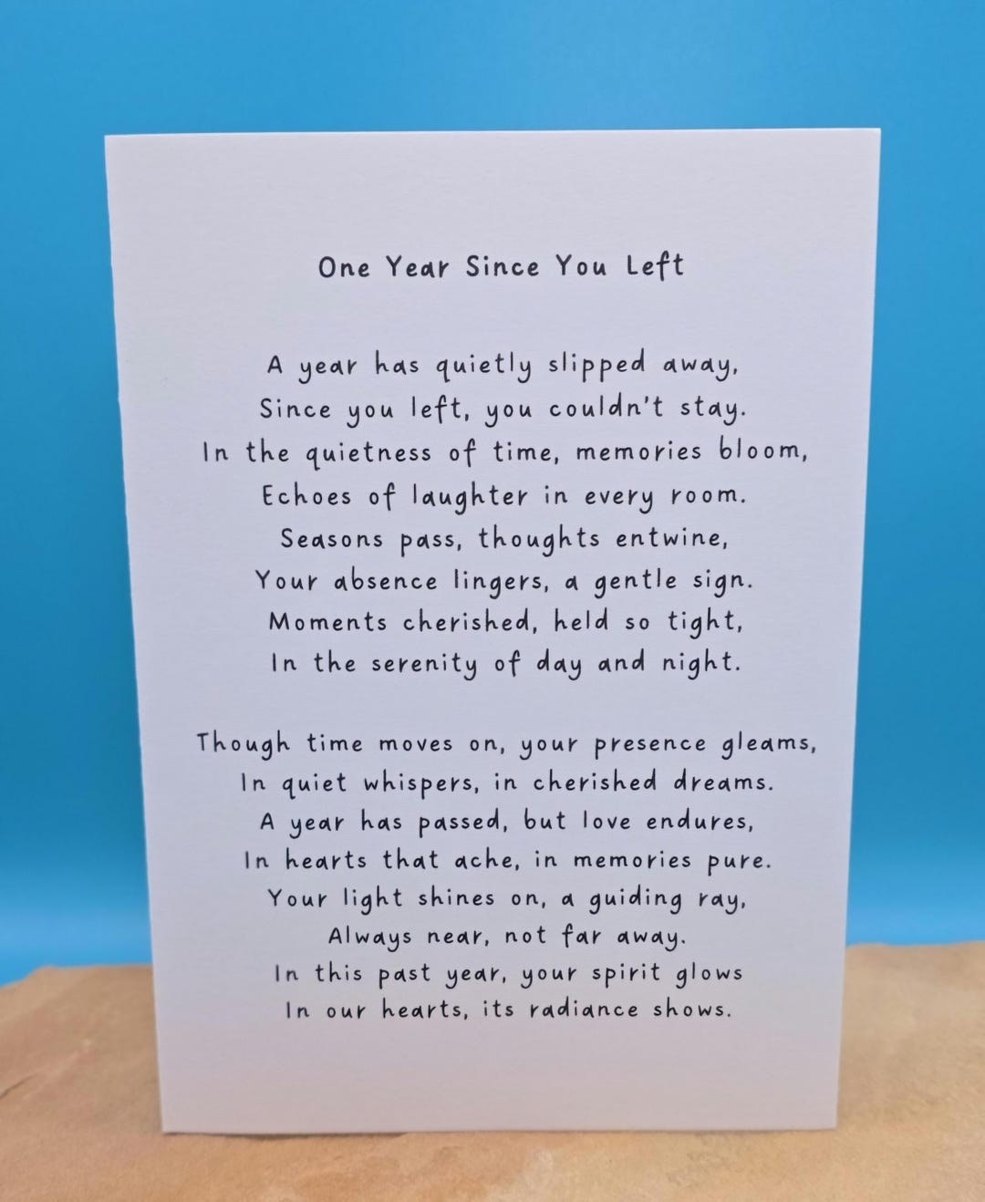 One Year Since You Left Bereavement Card With Sentimental Verse ... One Year Since You Left Bereavement Card With Sentimental Verse ...
