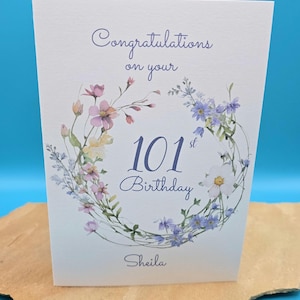 101st Birthday Card Customized 101 Card Customised Centenary Birthday ...