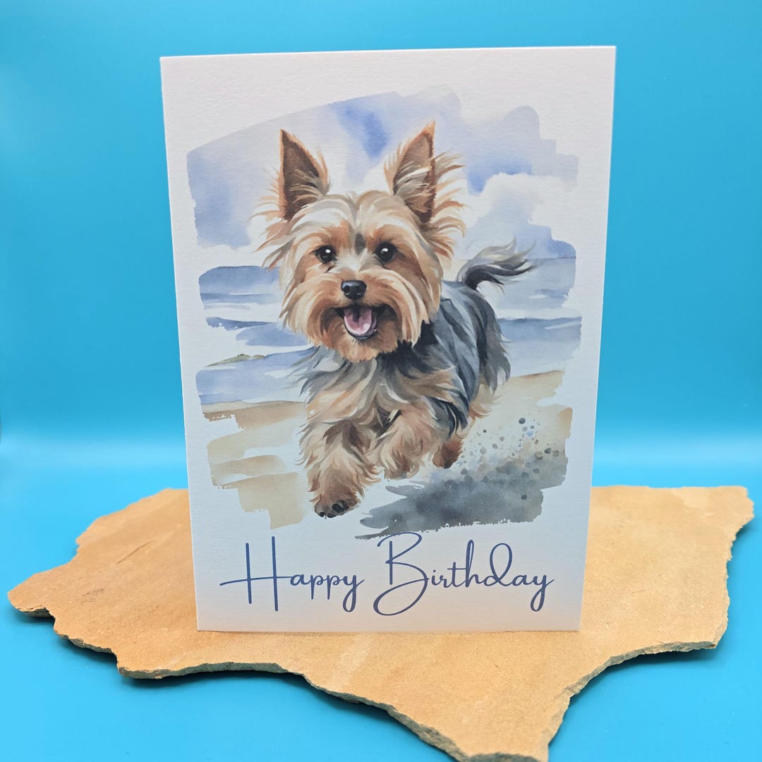 Yorkie Birthday Card Good Luck Crufts Funny Any Text Personalised ...
