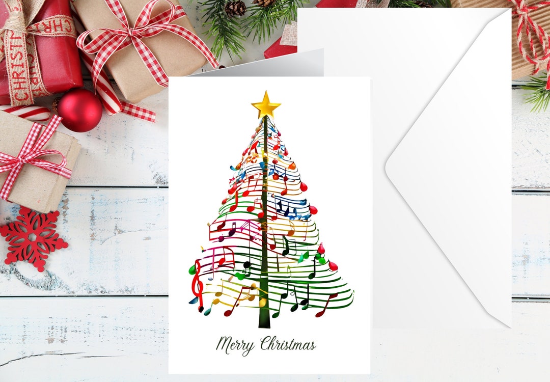Musical Note Tree Christmas Card / Handmade Card / Musical Notes ...