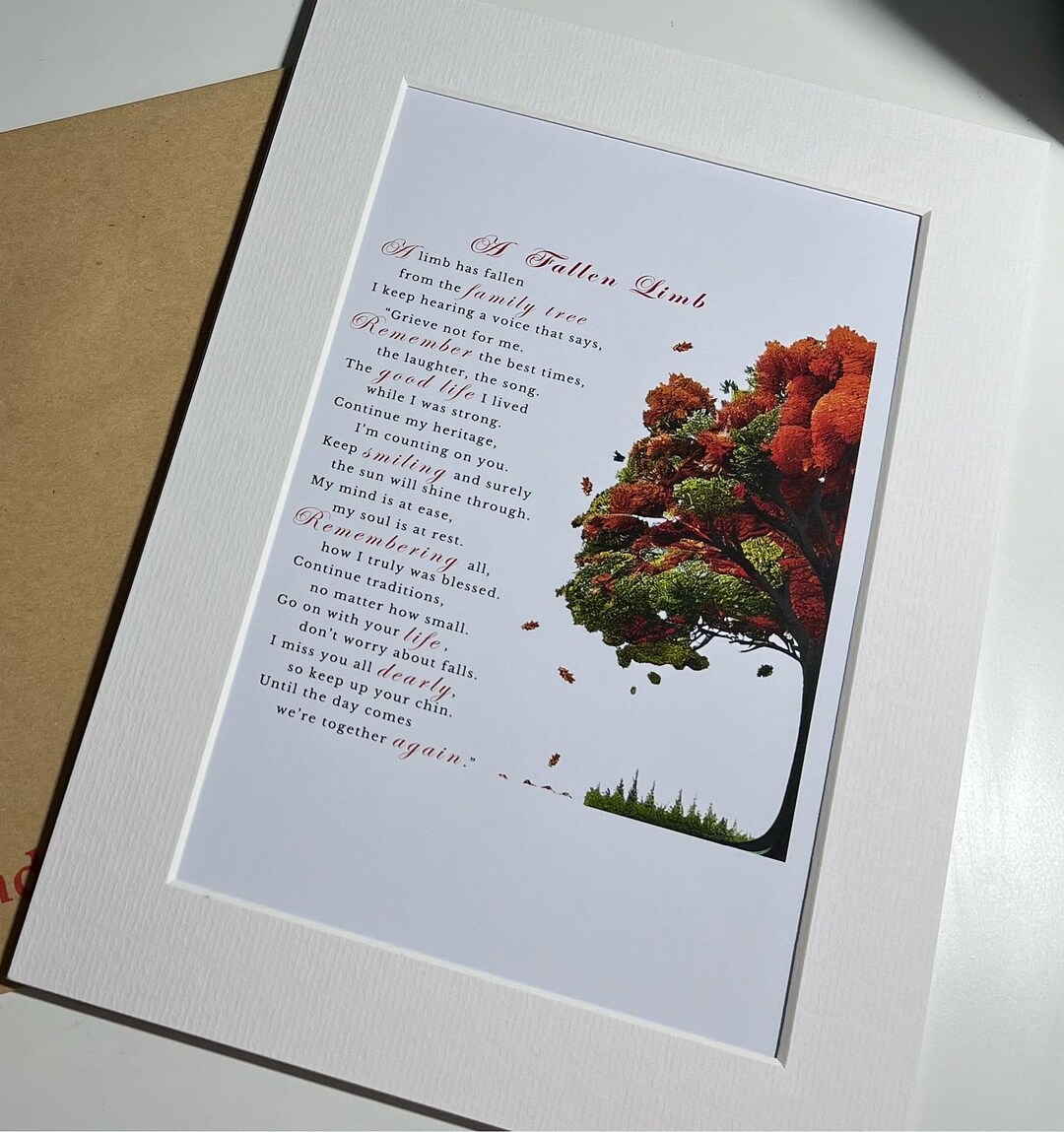 A Fallen Limb With PHOTO Wall Art With or Without Mount Memorial ...