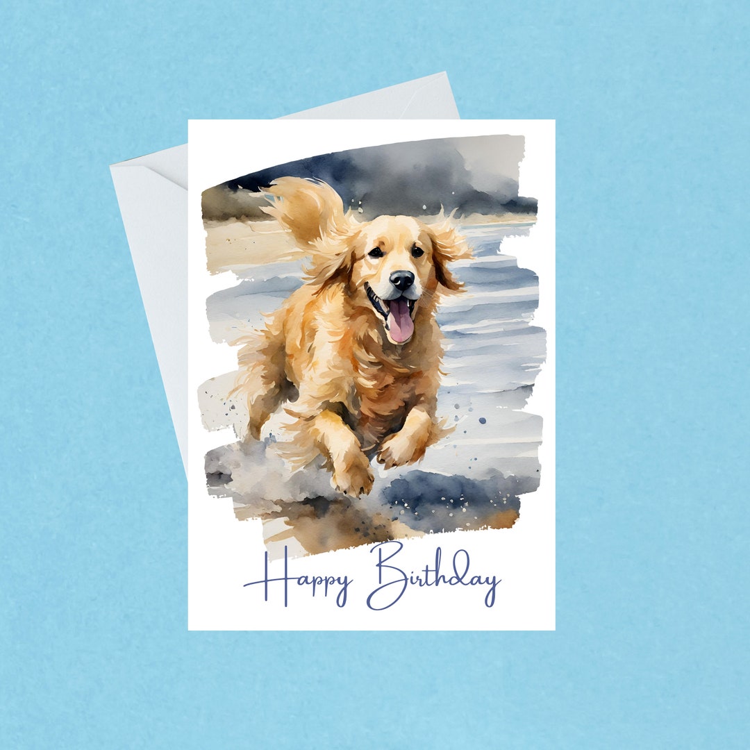 Golden Retriever Customisable Card / Golden Retriever Card / Cute ...