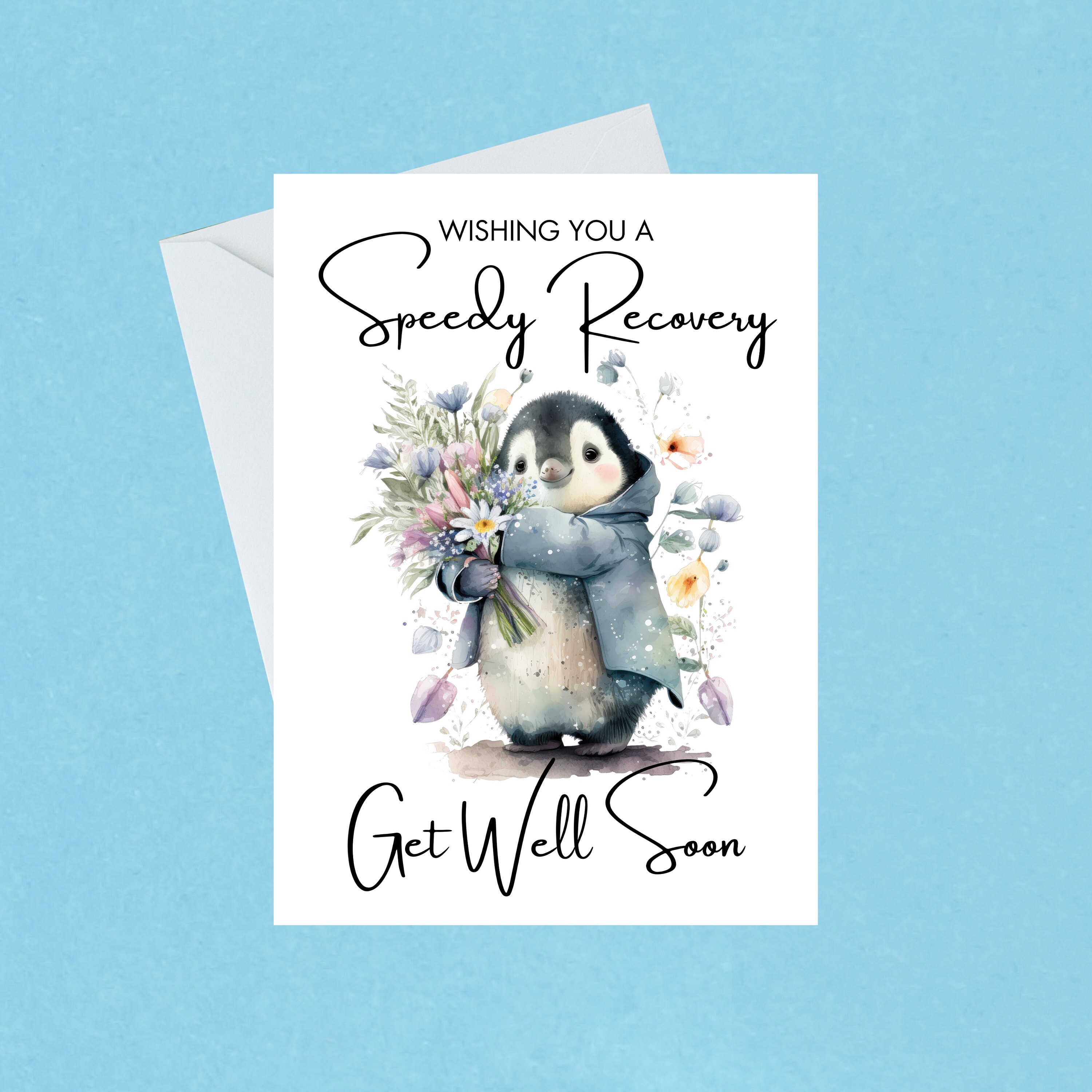 Speedy Recovery Penguin Get Well Soon Card - Surgery Operation Get Well ...