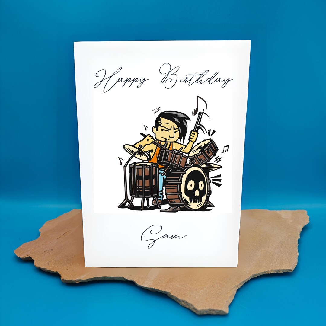 Personalized Drum Kit Birthday Card for Drummers Handmade Drum Kit ...