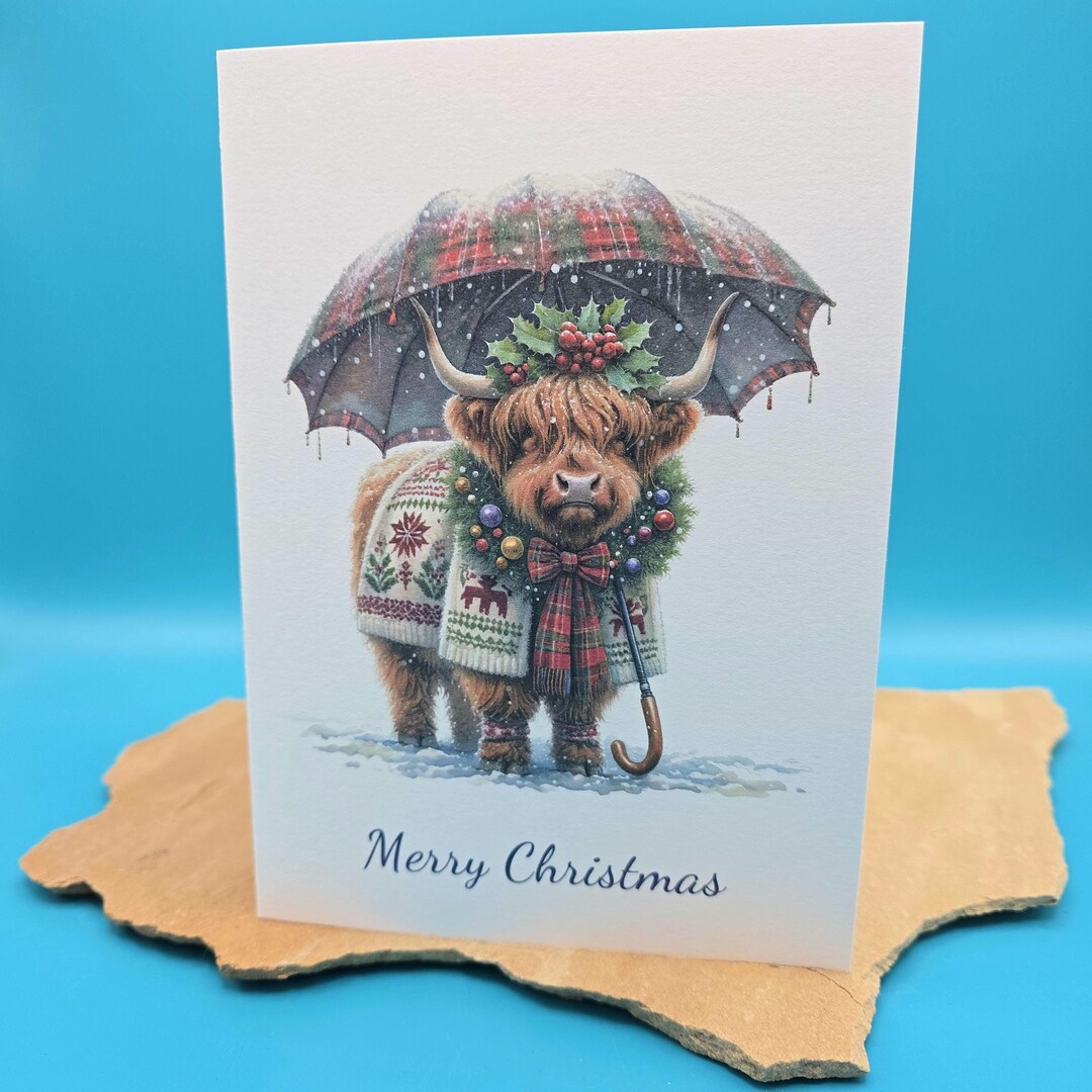Pack of Highland Cow Christmas Cards, Cute Scottish Highland Cow Cards ...