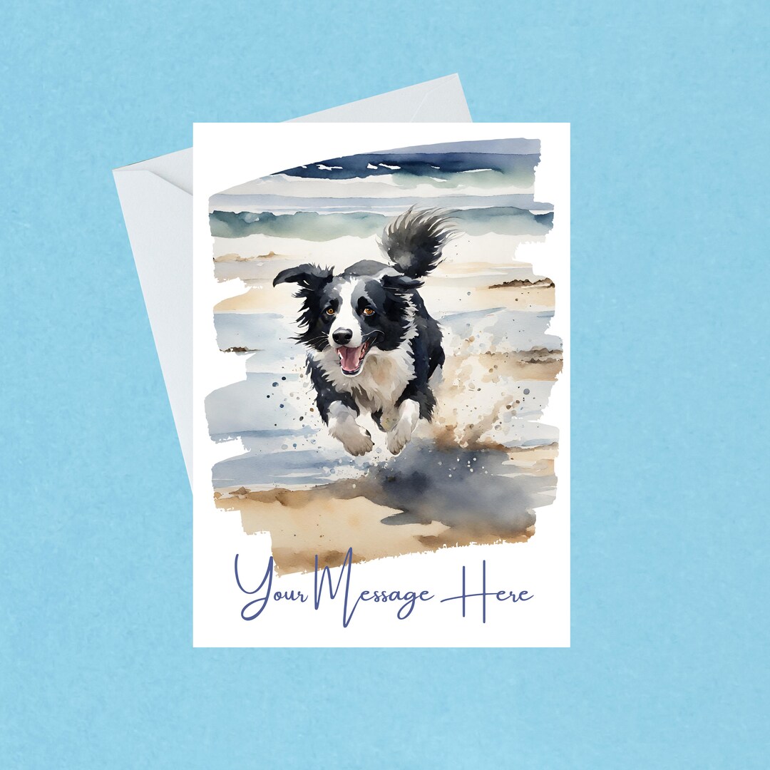 Border Collie Customisable Card / Fathers Day, Mothers Day, Birthday ...