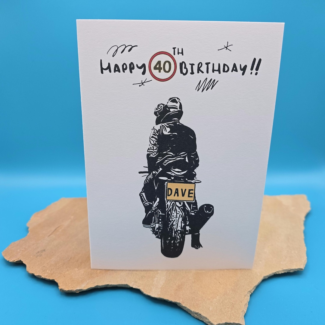 Motorcycle Birthday Card | Personalised Name & Age | 30th | 40th | 50th ...