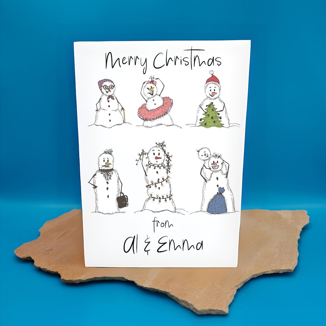 Funny Snowmen Christmas Card Cute Snowmen Christmas Card Personalised ...