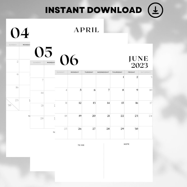 2023 Calendar Printable, Digital Monthly Planner, Minimalist Calendar ...
