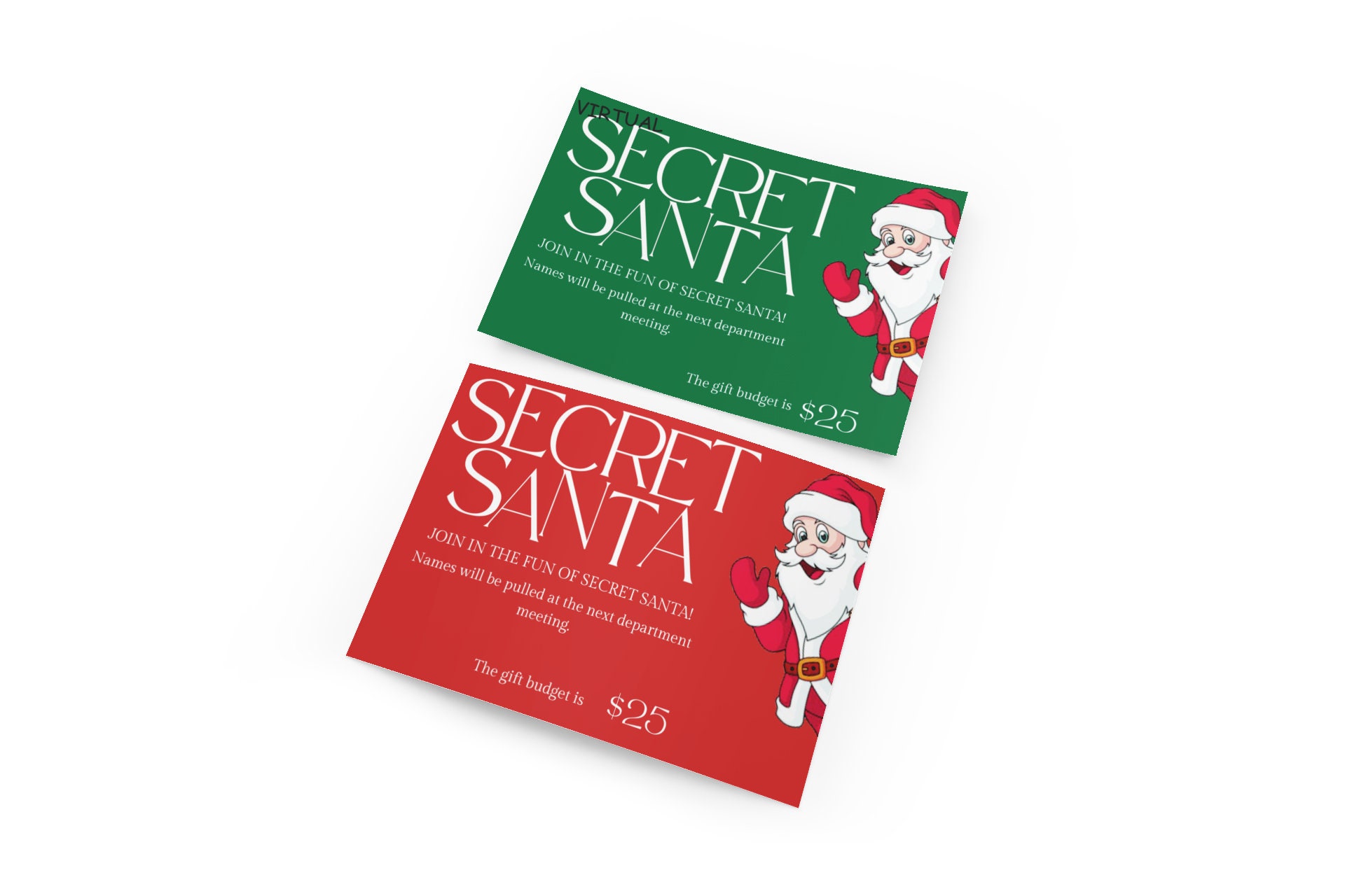 Editable Virtual Secret Santa Announcement Green 7x5, Digital Download ...