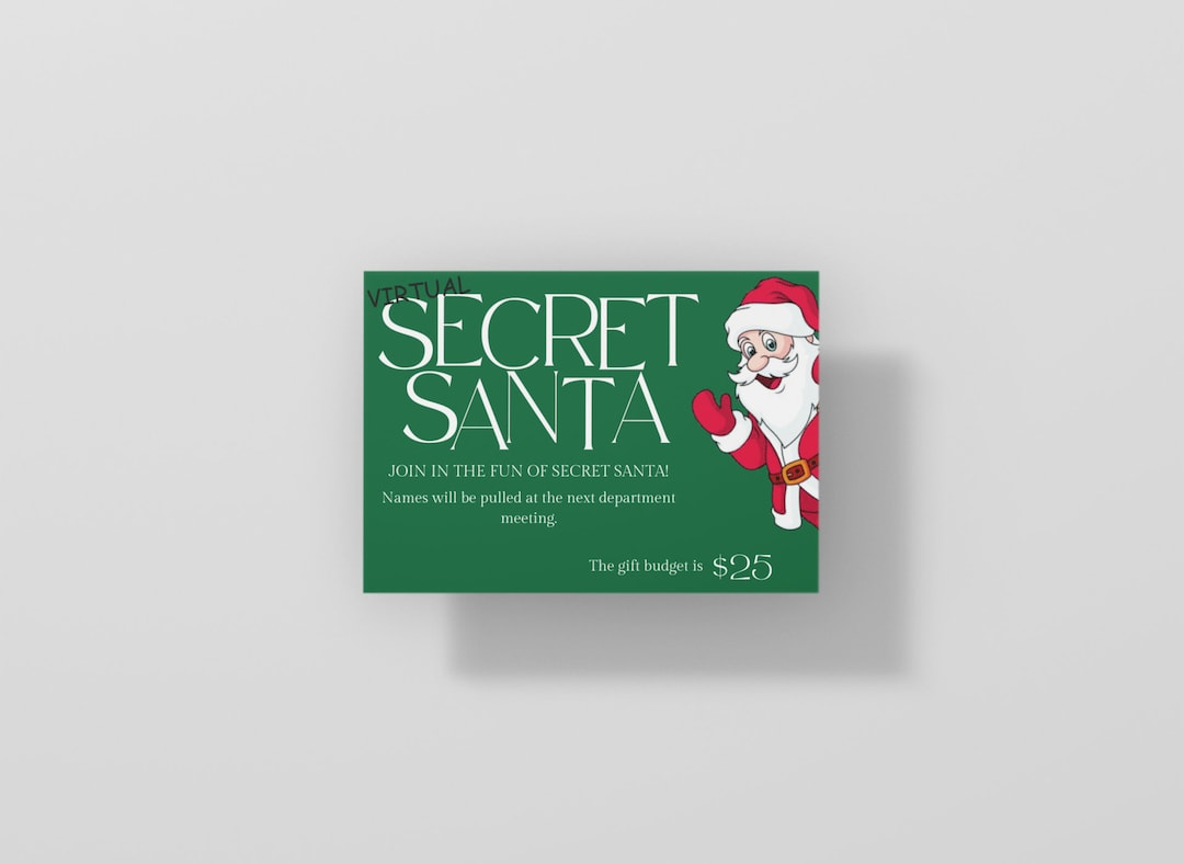 Editable Virtual Secret Santa Announcement Green 7x5, Digital Download ...