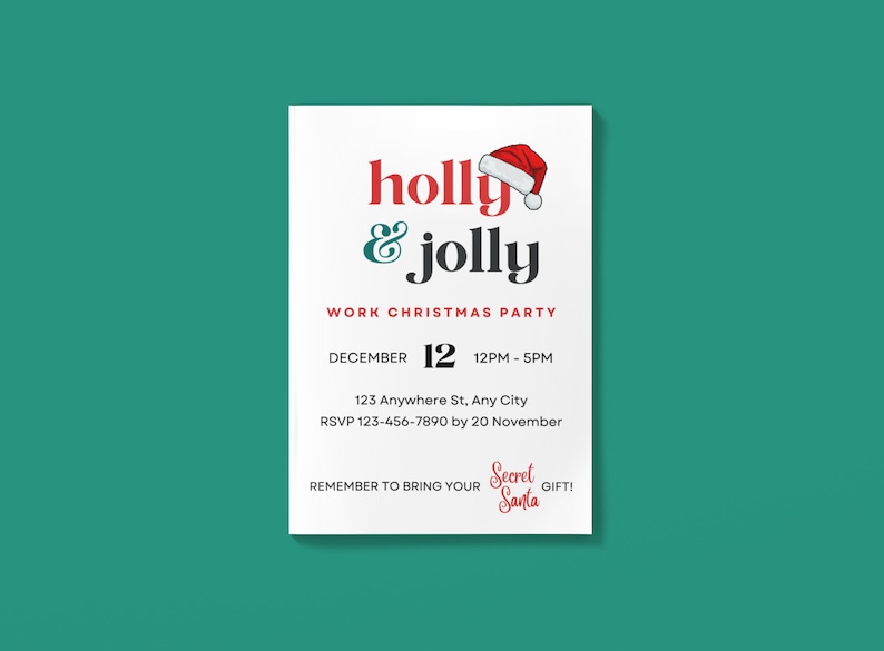 Editable Holly Jolly Party Invitation RGB - Etsy