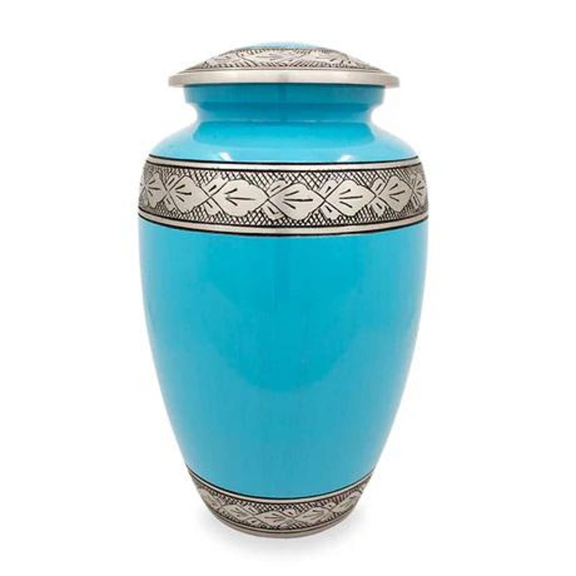 Turquoise and Blue Cremation Urn With Floral Band - Etsy