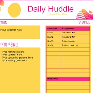Daily Huddle Template for Medical Practice-office-clinic-group - Etsy Daily Huddle Template for Medical Practice-office-clinic-group - Etsy