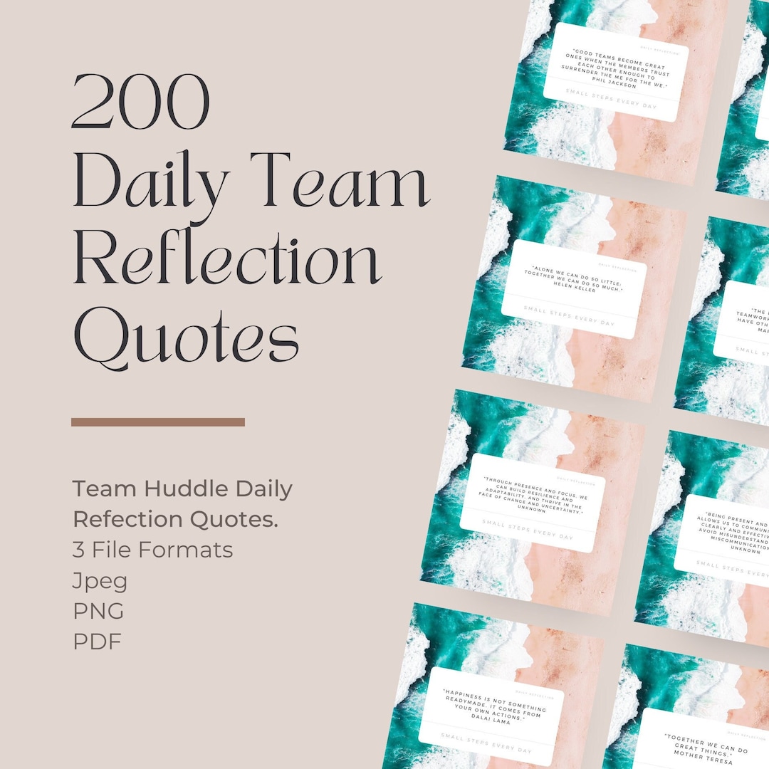 Daily Reflection Quotes for Teamwork Inspire Your Team Every Day - Etsy