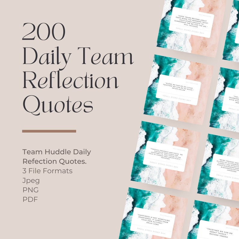 Daily Reflection Quotes for Teamwork Inspire Your Team Every Day - Etsy
