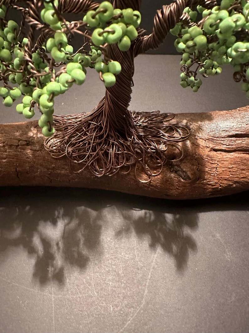 Light Green Beaded Wire Tree on Driftwood - Etsy