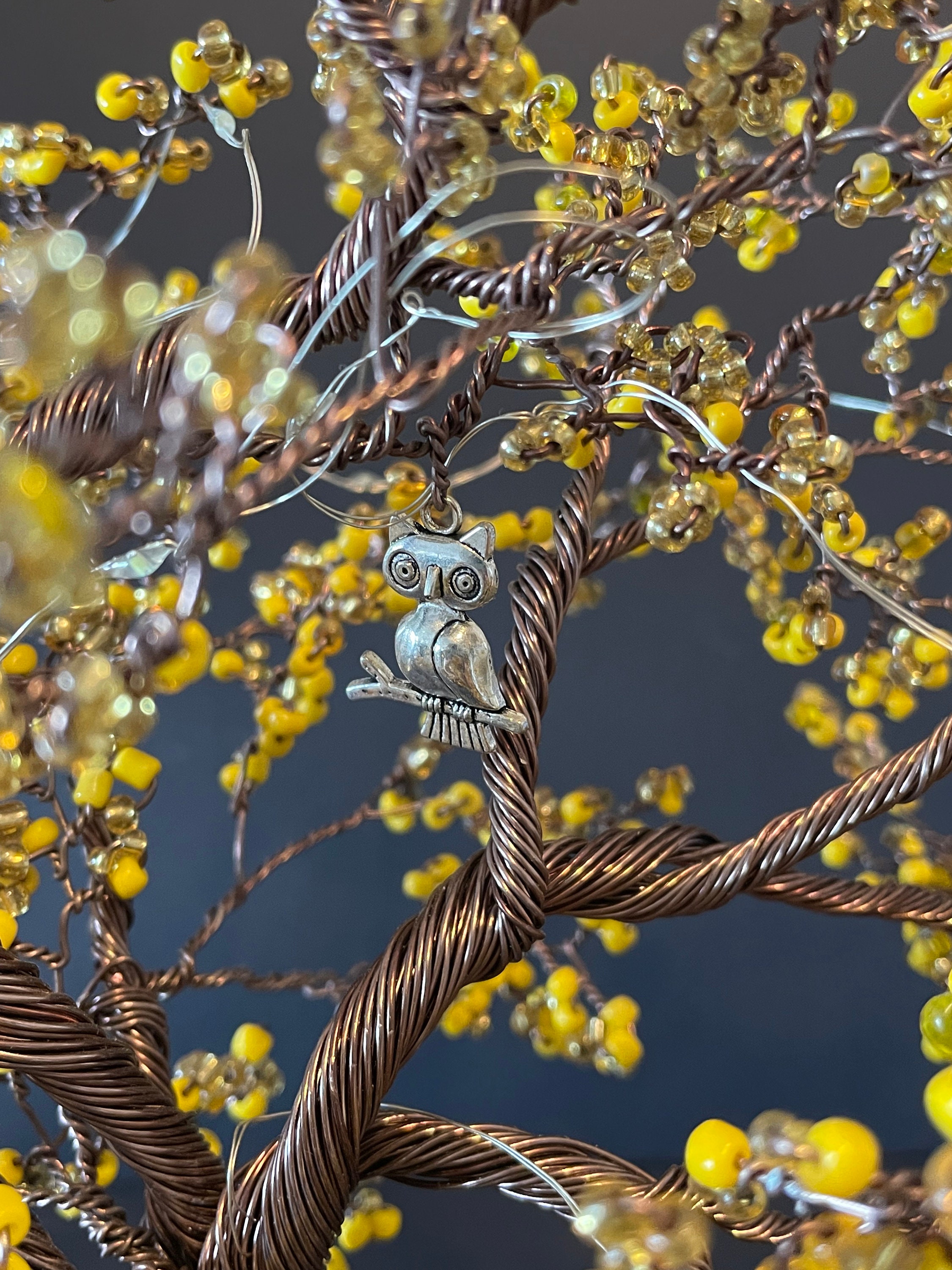 Autumn Gold Wire Tree. Yellow and Gold Beads Twisted With Copper Brown ...