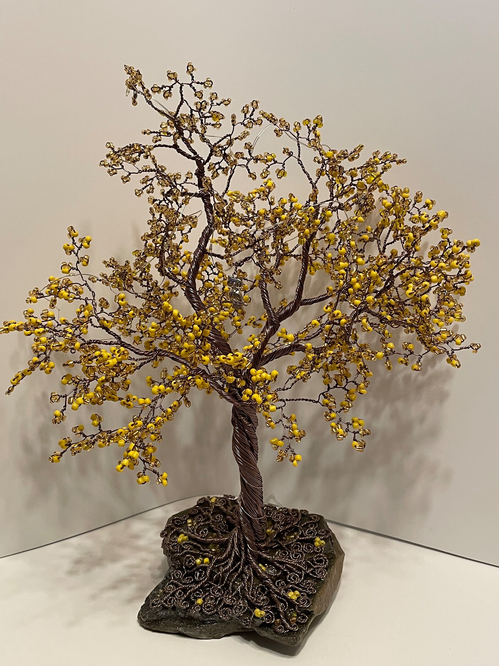 Autumn Gold Wire Tree. Yellow and Gold Beads Twisted With Copper Brown ...