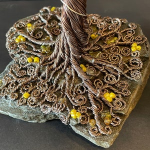 Autumn Gold Wire Tree. Yellow and Gold Beads Twisted With Copper Brown ...